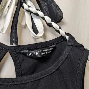 SHEIN | Tops | 325 Shein Rhinestoned Honey Black Tank Top With Keyhole ...